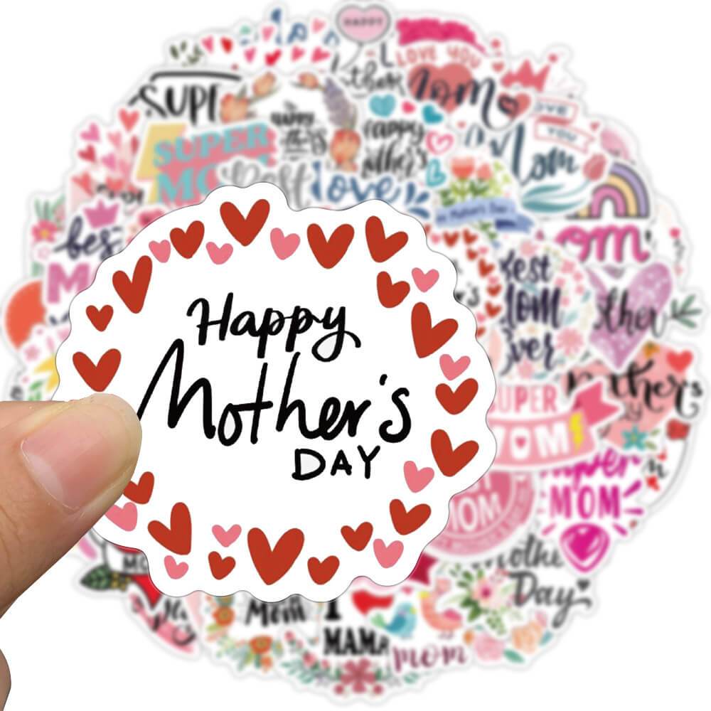 [Large Sticker]50Pcs Happy Mother Day Thank You Sticker Handmade ...