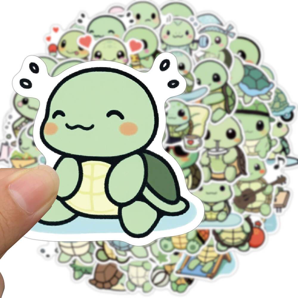 [Large Sticker]50Pcs Cute Cartoon Turtle Stickers for Skateboard Travel ...