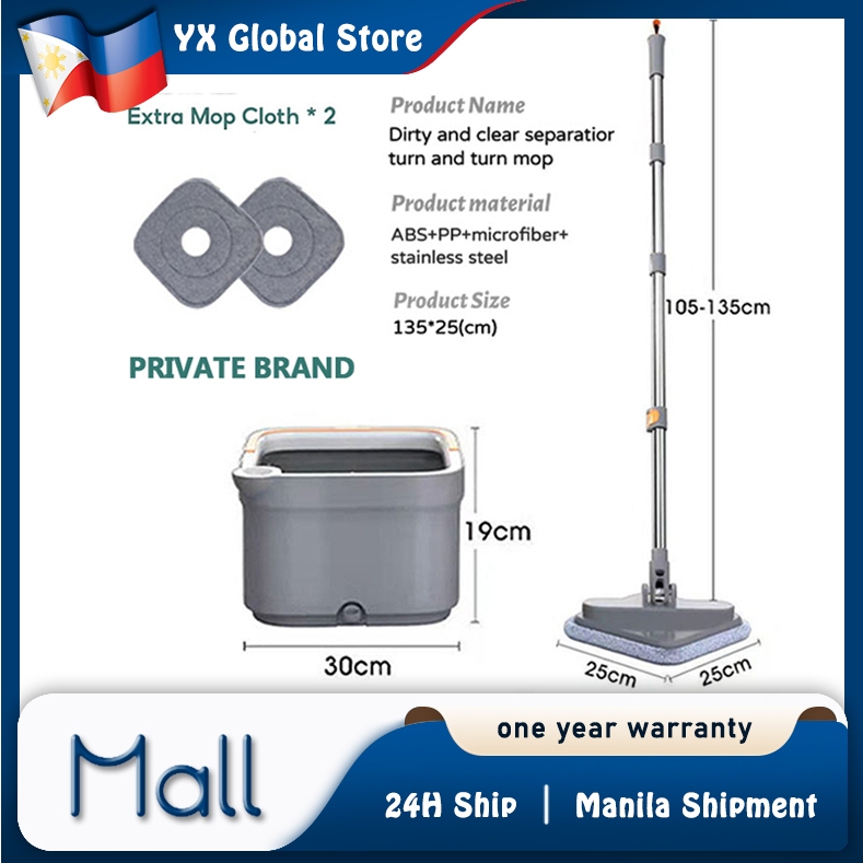 Self Wash Spin Mop 360 Spinner Flat Mop Clean and dirty water ...