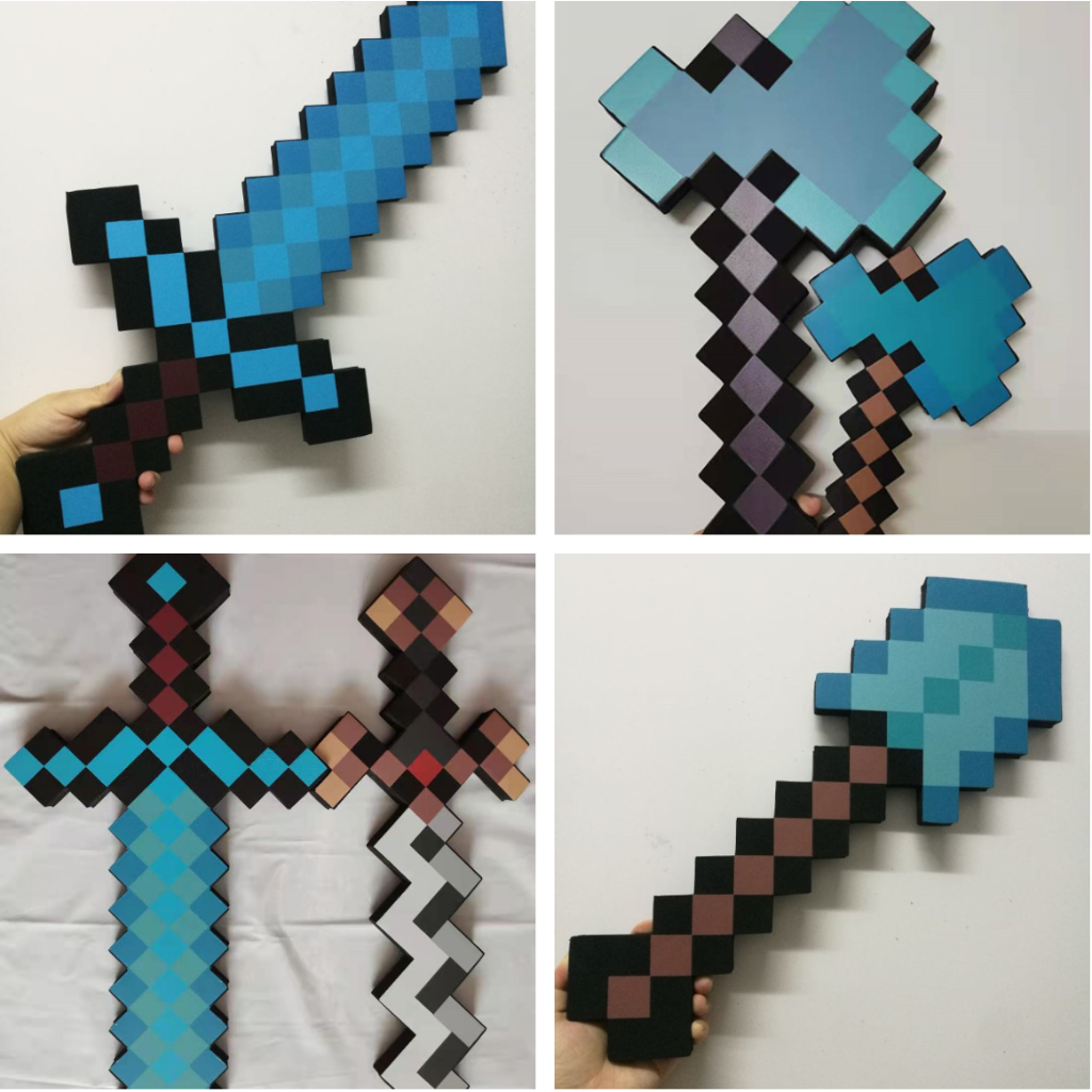 Cosplay Games Minecraft Eva Foam Diamond Pickaxe Axe Hammer Sword Model ...