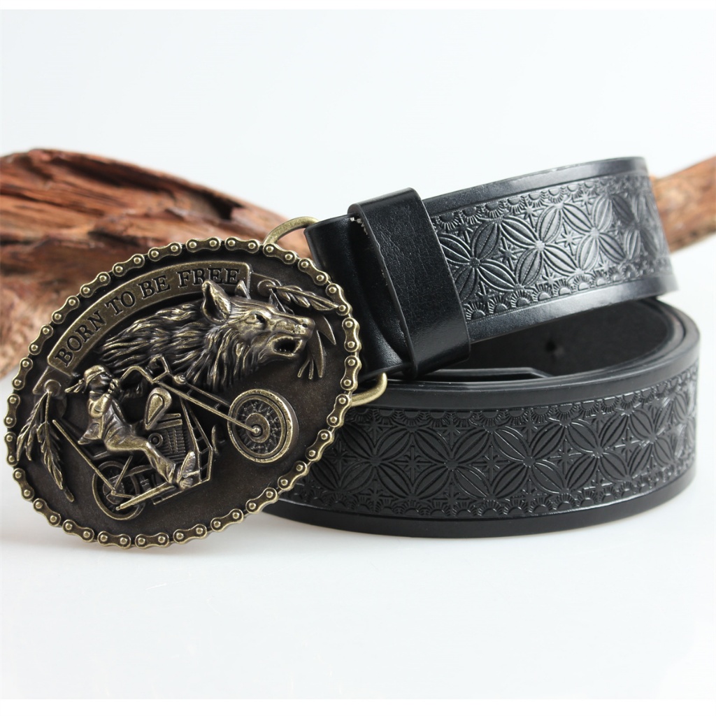 Multiple wolf heads 3.7cm wide, men's and women's Western wolf head ...