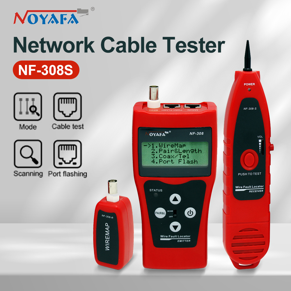 Noyafa Network Cable Tester NF-308S LCD Display Cable Tracker Measure ...