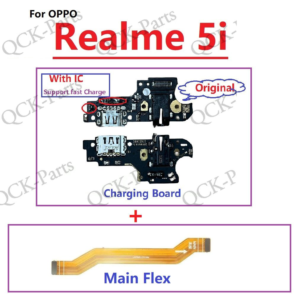 For OPPO Realme 5i Main Motherboard Flex With IC USB Charging Port Dock ...