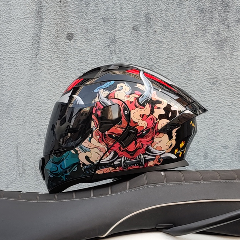 New ORZ motorcycle facelift helmet with dual mirror film head helmet ...