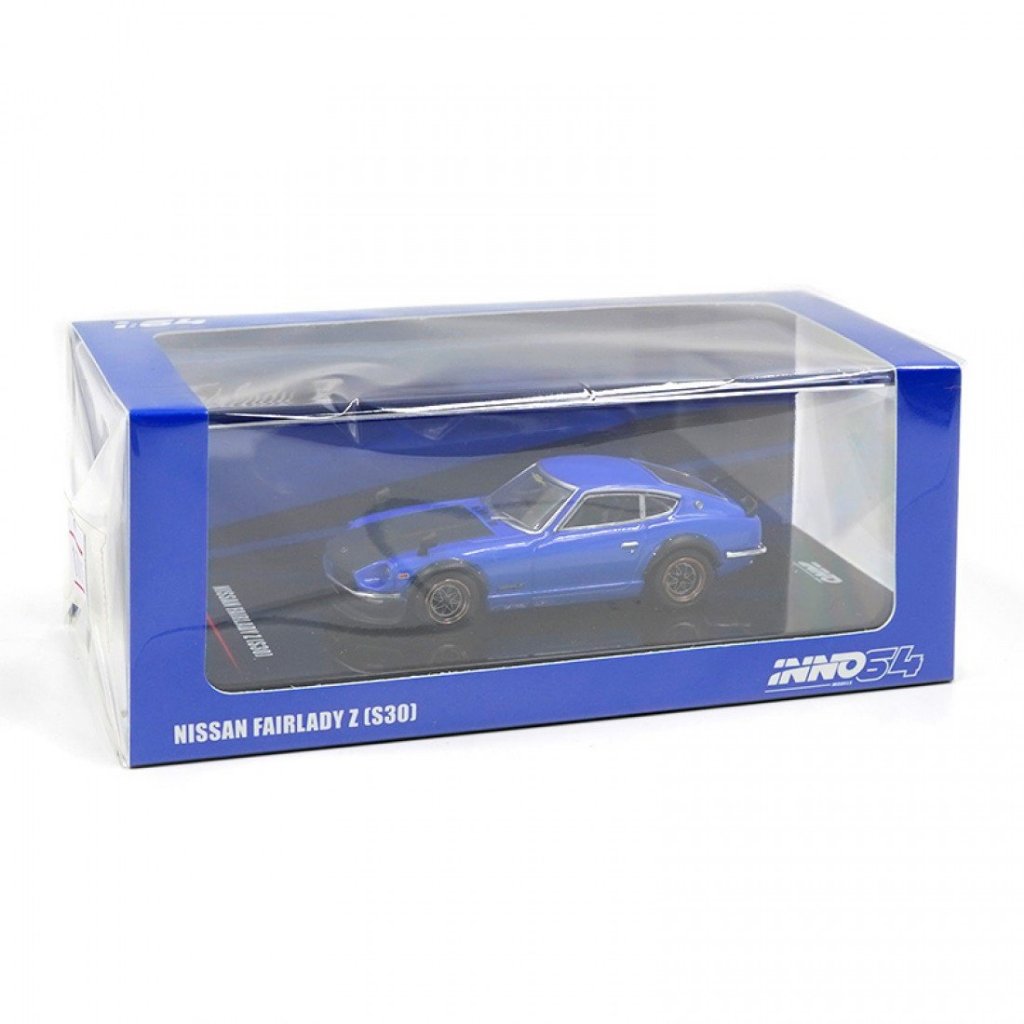 Inno64 IN64-240Z-BLU 1/64 NISSAN FAIRLADY Z S30 BLUE METALLIC WITH CARBON HOOD DIECAST SCALE ...