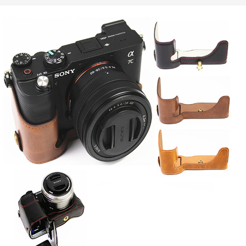 Retro Pu Leather Camera Bag Body Case For Sony Alpha 7C A7C ZV-E10 ...