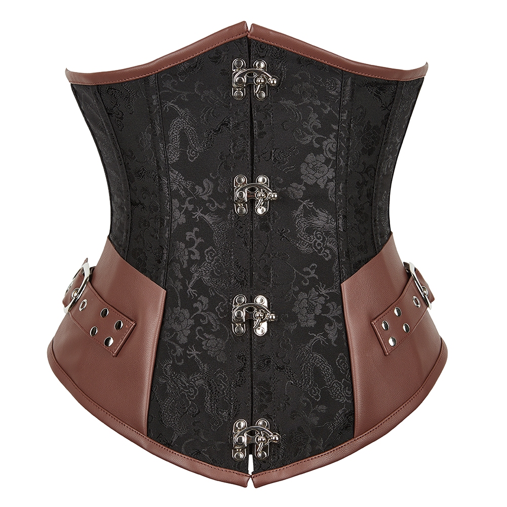 Gothic Corset Bustier Retro Underbust Corset Top Waist Cincher Black ...