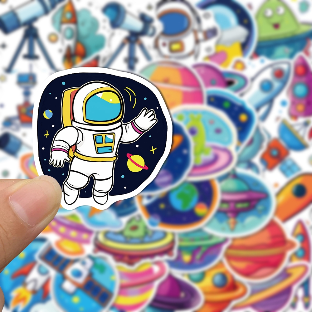 50pcs hand drawn space cartoons cute and creative stickers exquisite ...