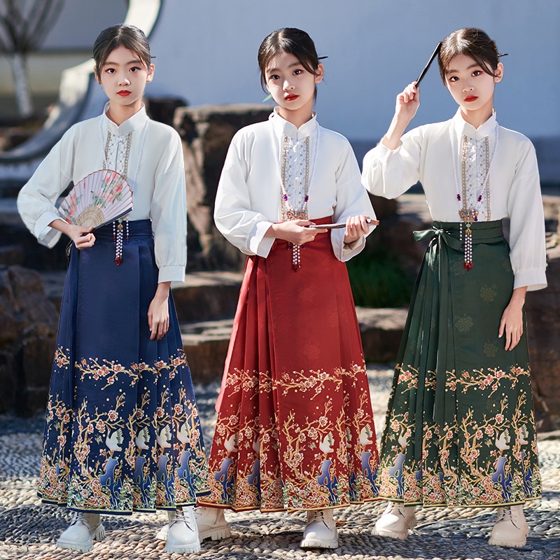 Retro Hanfu Horse-face Skirt Set Girls' Modified Mamianqun Chinoiserie ...
