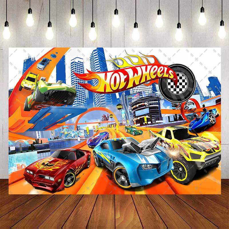 Hot Wheels Backdrop For Photography Baby Shower Kids Children City Race ...