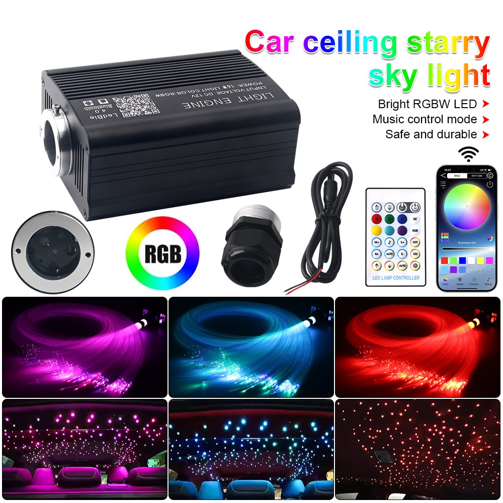 16W RGBW Dual Head Car Star Light Roof Star Fibre Optic Ceiling Kit ...