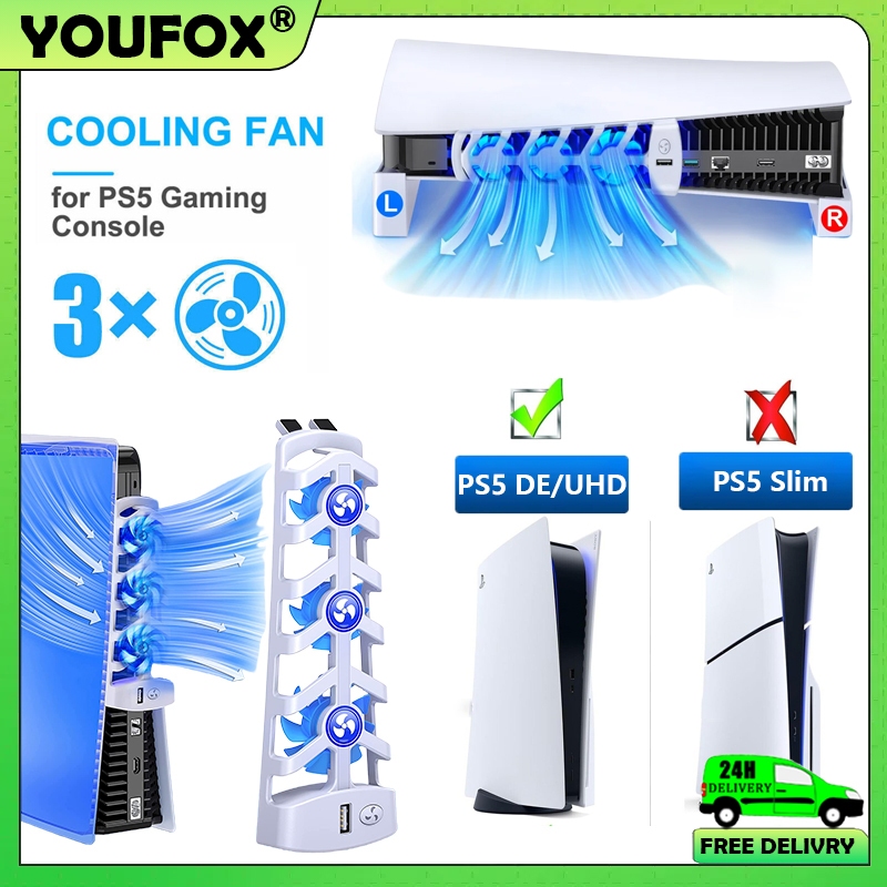 PS5 Cooling Fan PS5 Cooler with 3 High-Speed Cooling Fans (5000 RPM) and Cool LED Light | Shopee ...