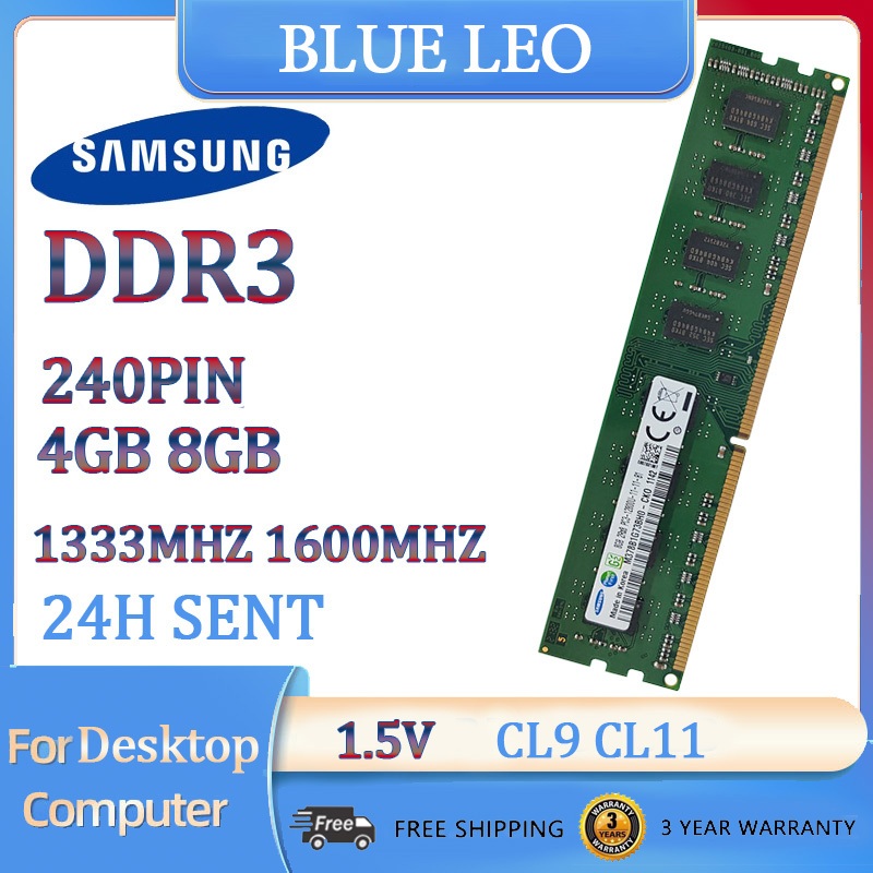 Samsung 4GB 8GB DDR3 RAM 1333mhz 1600MHz DIMM PC3-10600 12800 1.5V Desktop gaming Memory ...