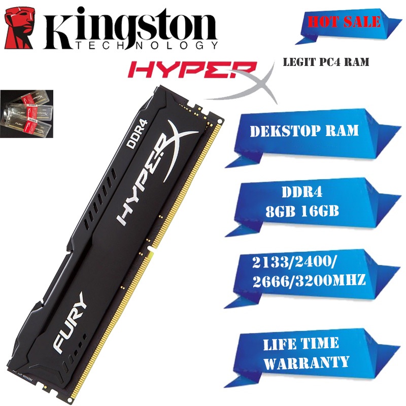 HyperX FURY Desktop DDR4 RAM 8GB 16GB 2133Mhz 2400Mhz 2666Mhz 3200Mhz ...