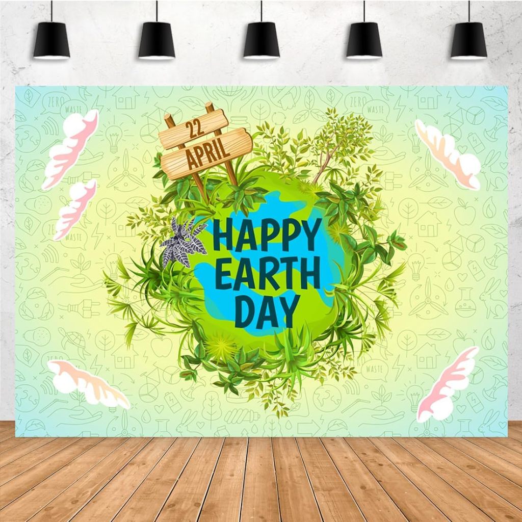 Happy Earth Day Backdrop April 22 Travel Themed Green Party Decoration ...