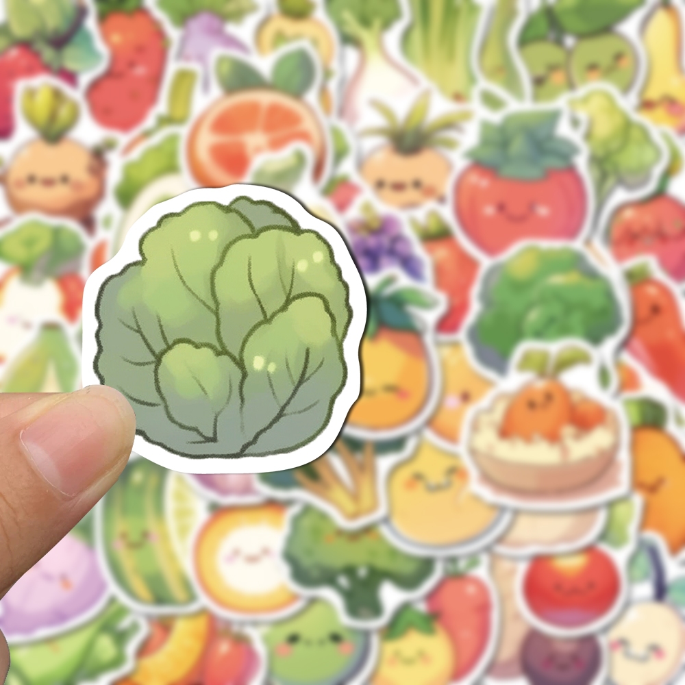 60pcs Cartoon Vegetables Exquisite and Creative Cartoon Stickers Cute ...