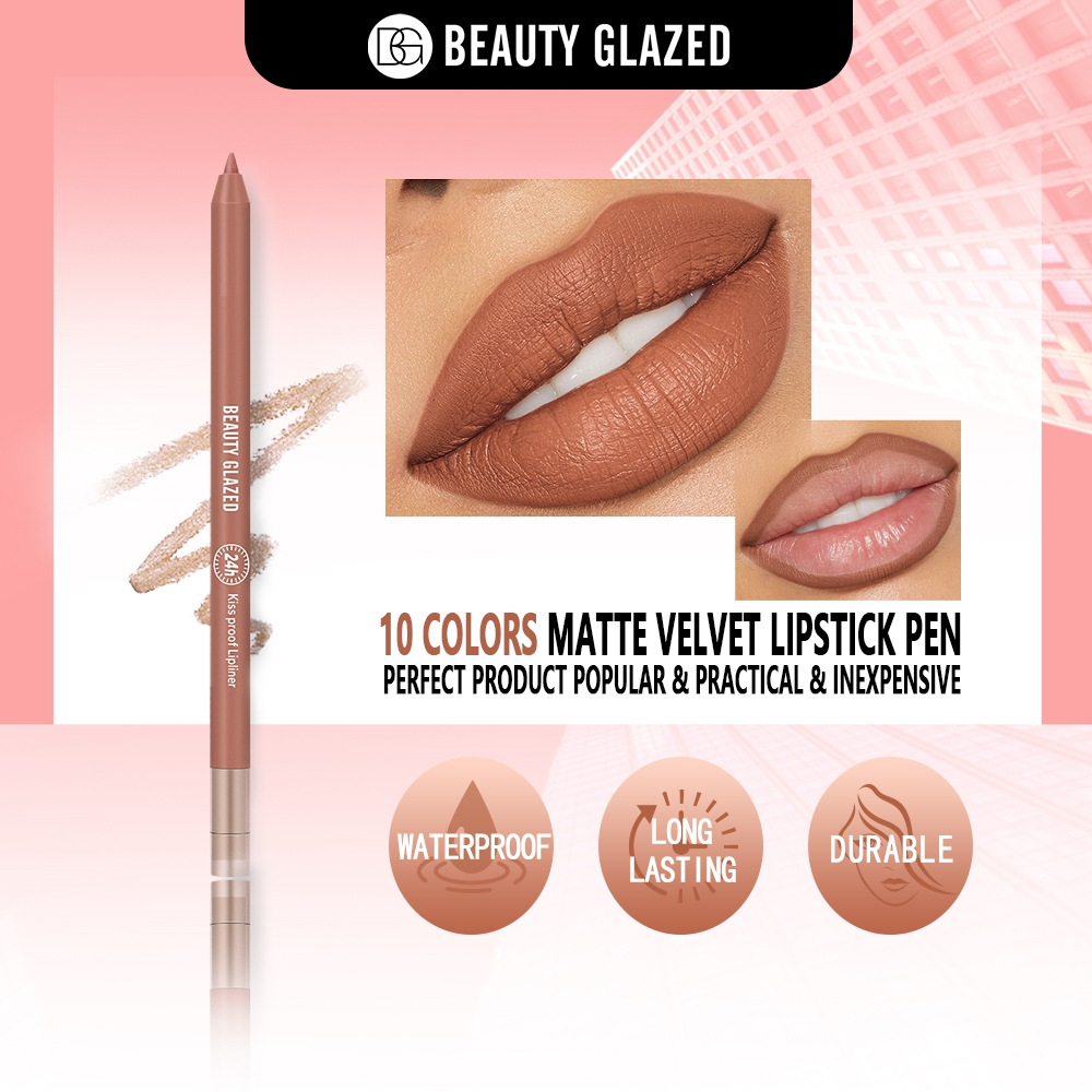 BEAUTY GLAZED 10 Colors Long Lasting Waterproof Lipliner Matte Velvet ...
