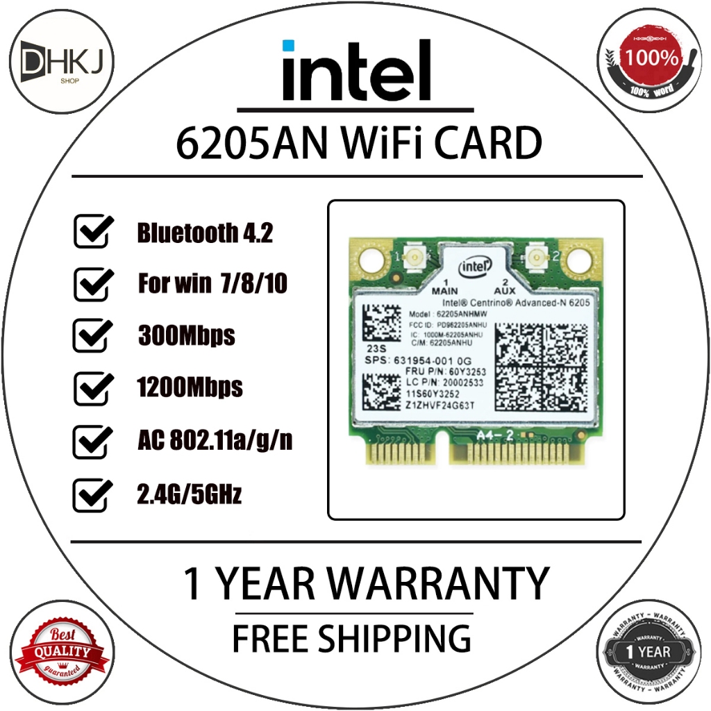 Intel 6205AN Centrino Advanced-N 6205 62205ANHMW FRU 60Y3253 300M 5G ...