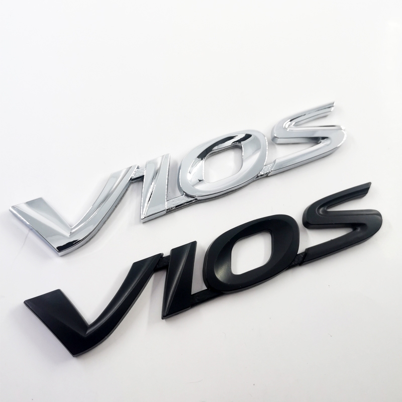 1 x ABS Chrome Black VIOS Letter Logo Car Auto Decorative Emblem Badge ...