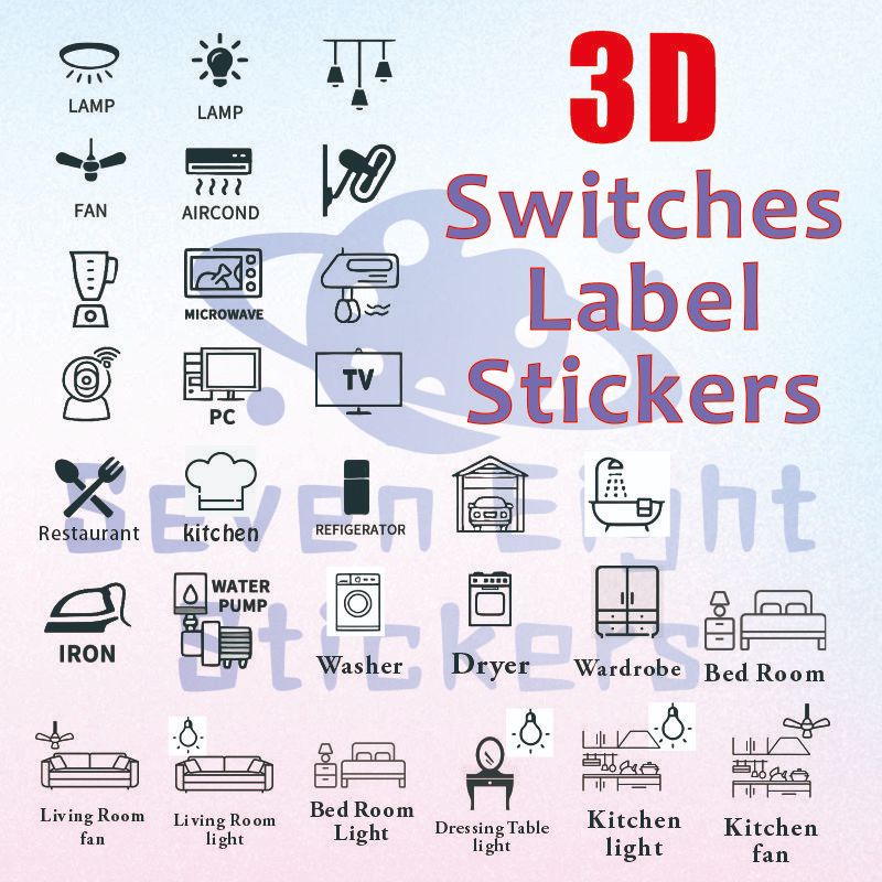 3D Switches Label Stickers No Background | Waterproof | Customisable ...