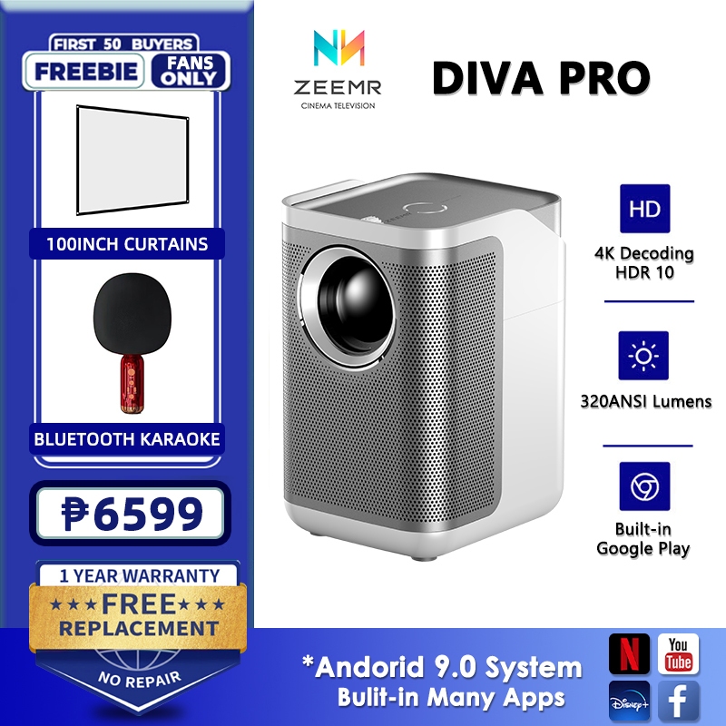 ZEEMR Diva Pro Mini Projector Home Smart Small Projector AI Support 4K ...
