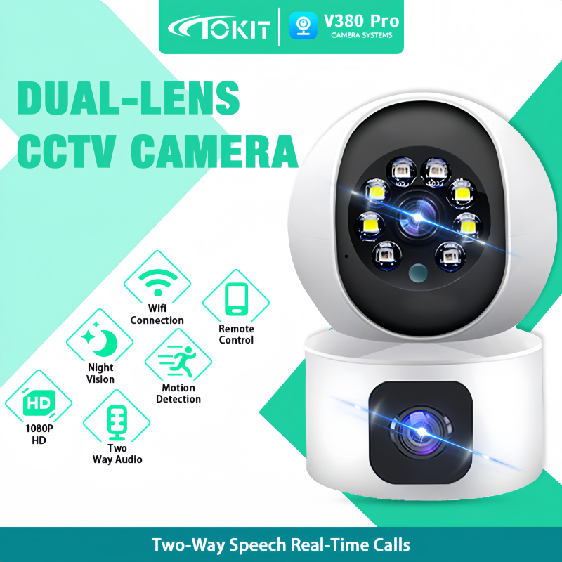 TOKIT V380 Pro CCTV Camera Dual Lens Auto Tracking With Audio Night ...