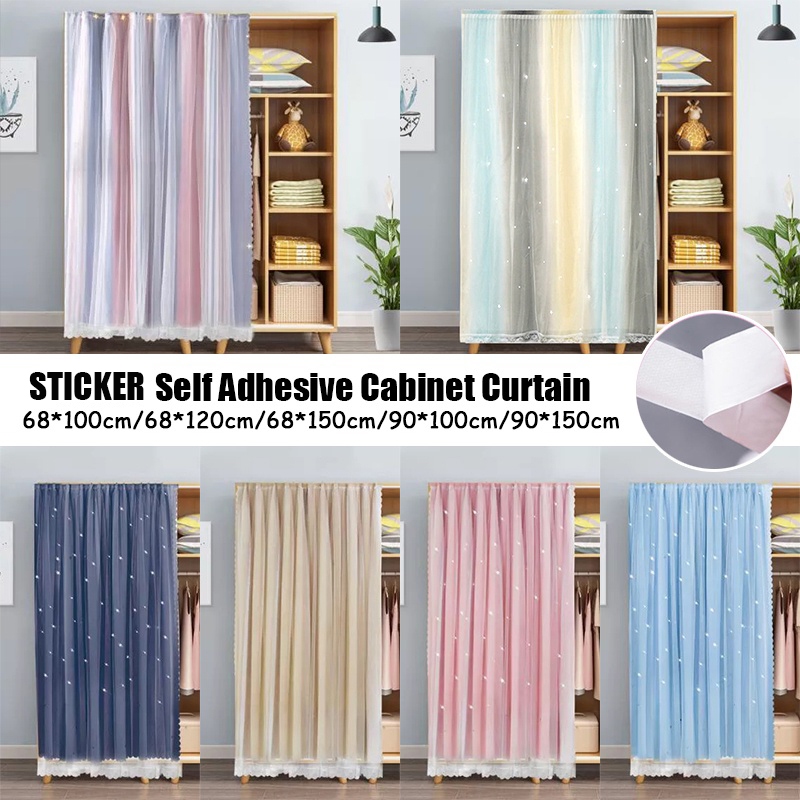 Self adhesive sticker Cabinet Curtain Star Pattern Short Curtains Block ...