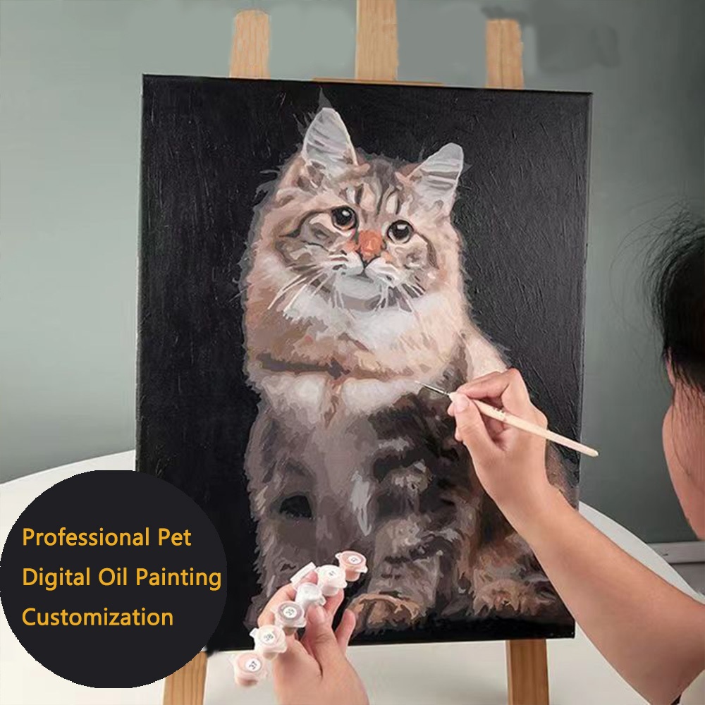 ORFON [Customized pet photos] paint by number manual coloring personalized private custom oil ...