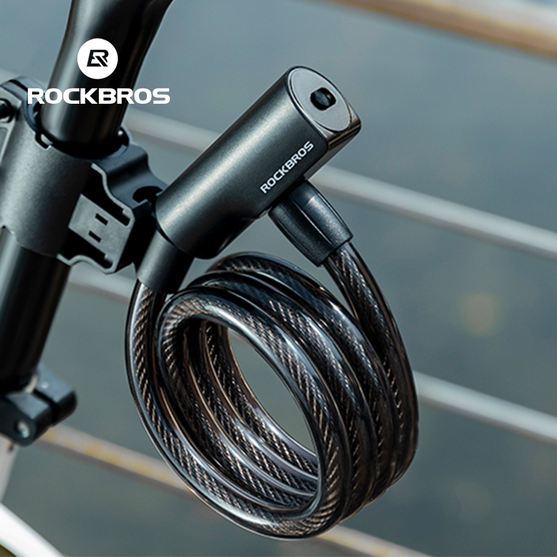 【PH Delivery】ROCKBROS Steel Cable Bike Padlock With Bracket Portable ...