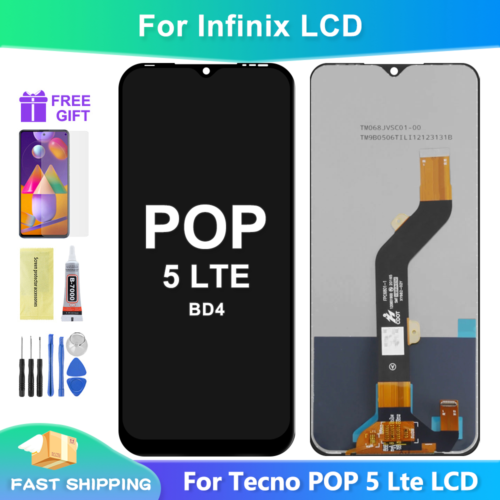 LCD For Tecno POP 5 Lte Lite BD1 BD2 BD3 BD4 BD4i BD4a LCD Display Touch Screen with Frame ...