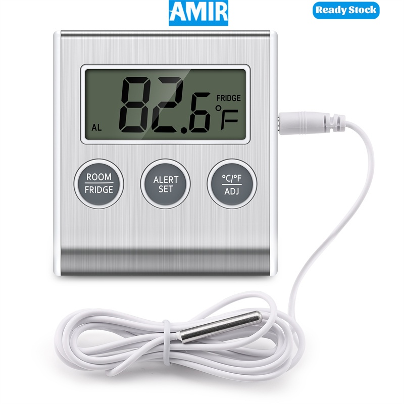 AMIR Refrigerator Thermometer with Alarm Setting, Freezer Thermometer ...