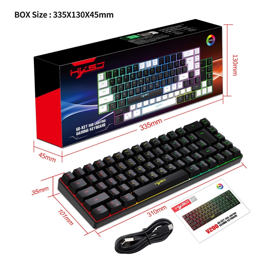 HXSJ V200 Wired Keyboard K68 RGB Gaming Mechanical for Game | Shopee ...