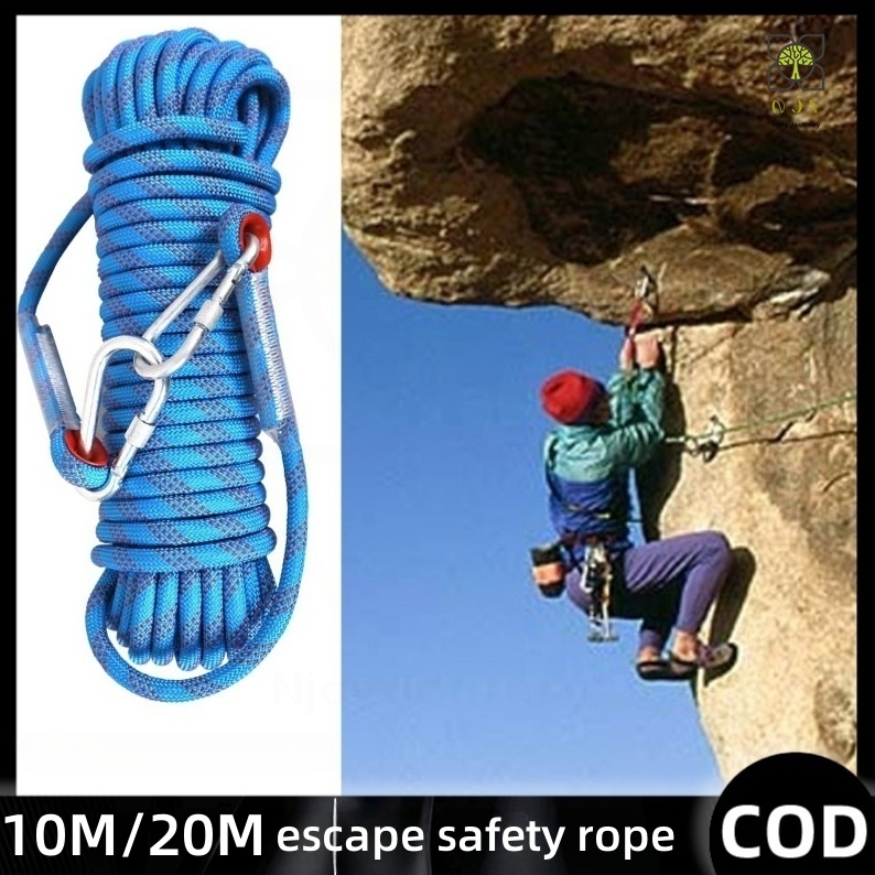 【NJY】 10mm Rock Climbing / Hiking Rope Safety Rescue Utility Rope 10M ...