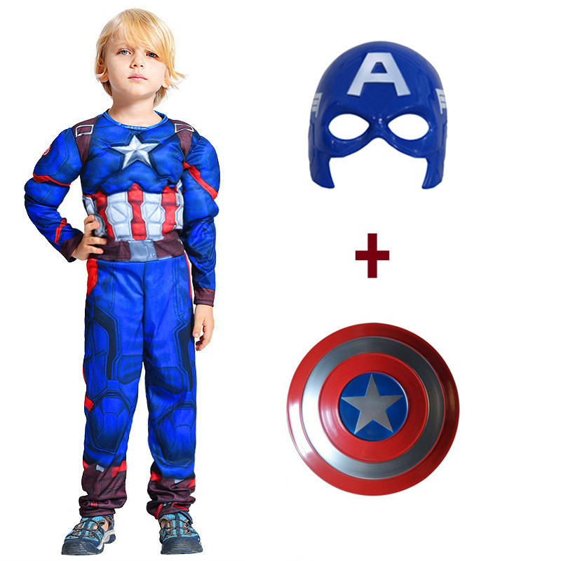 New upgrade Avengers Captain America Muscle Chest Kid Outfit Fancy ...