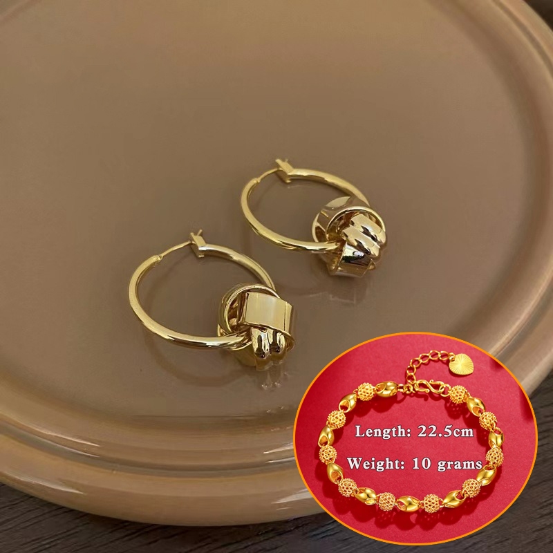 24K Saudi Gold Nasasangla pawnable 100% Original Knotted hoop earrings ...