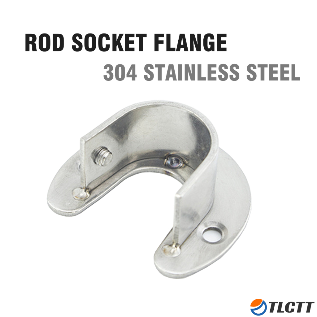 Stainless Steel Clothes Hanger Flange Wardrobe Hanging Tube Closet Rod ...