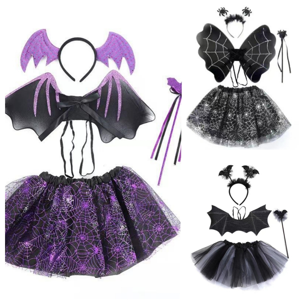 ShiningStars 4pcs Kids Glitter Black Bat Wings Halloween Angel Fancy ...