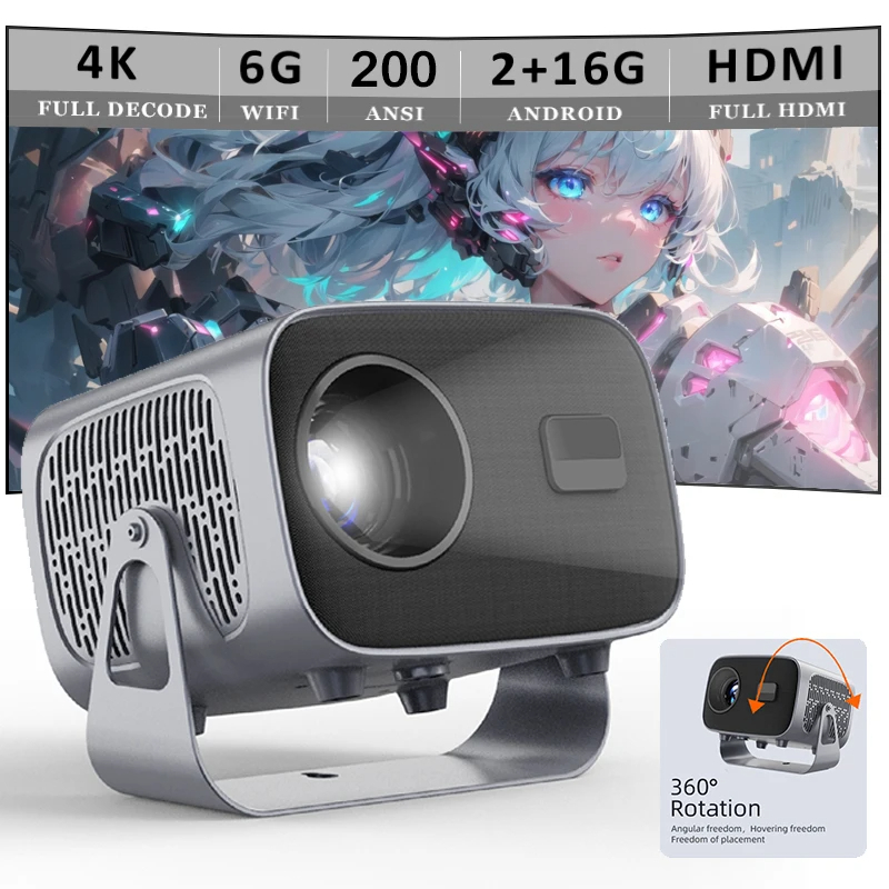 A10 4K Projector Android 11 Dual WIFI BT5.0 Portable 3D Home Theater ...