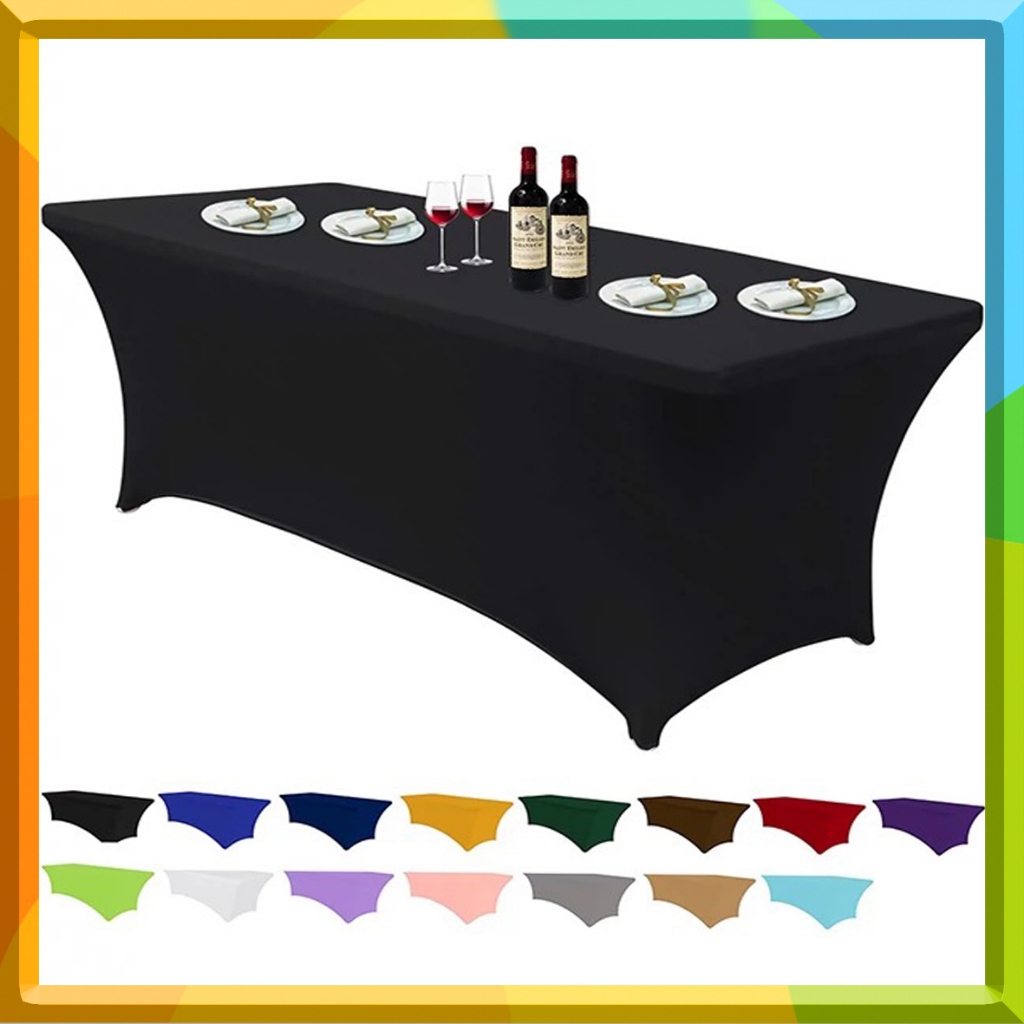 8FT Stretch Table Cloth | Spandex Table Covers | Rectangular Washable ...