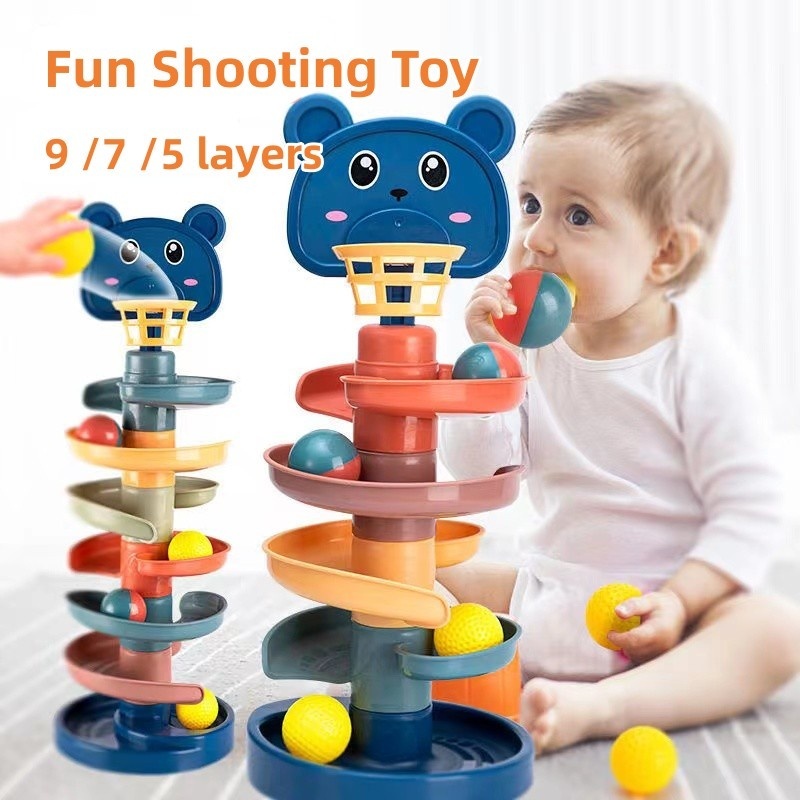 Early Educational Baby Toys 7/5/3 Layer Rolling Slide Ball Track Tower ...
