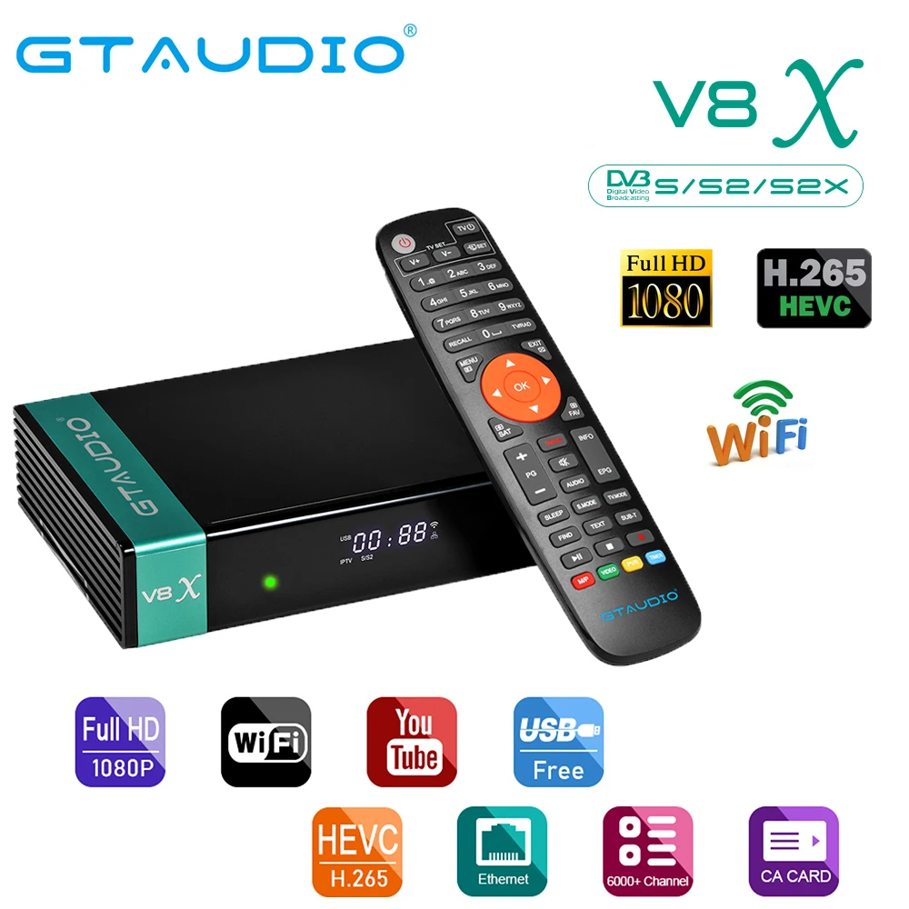 GTAUDIO V8X Satellite Receiver DVB-S/S2/S2X,VCM/ACM/multi-stream 1080P ...