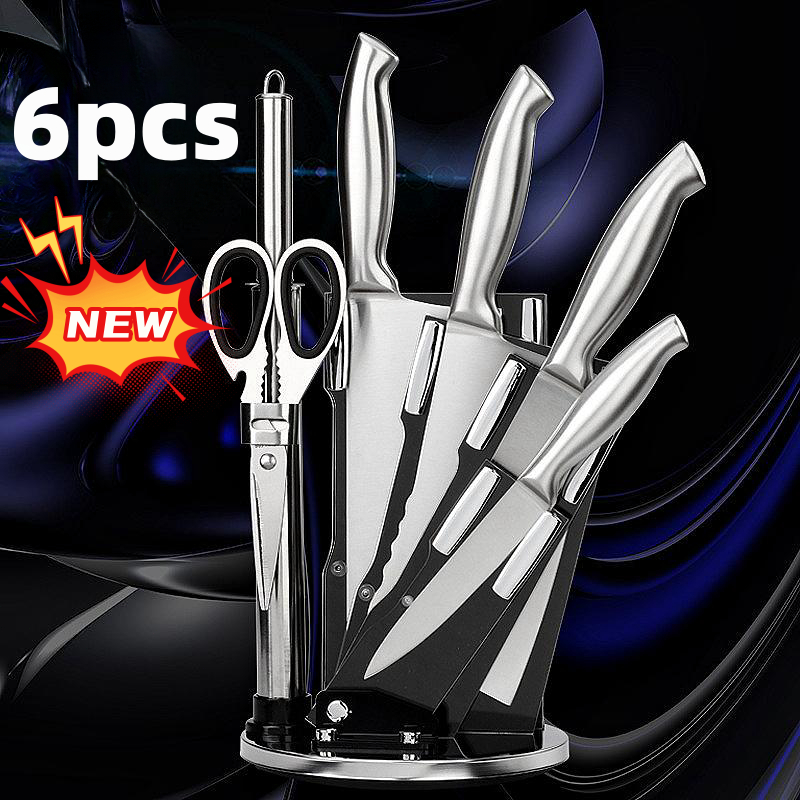 6-piece stainless steel kitchen knife set with acrylic bracket ...