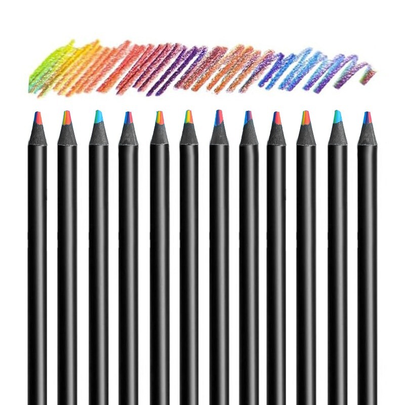 6/12/24/48Pcs Rainbow Colored Pencils Multicolored 7 in 1 Rainbow ...