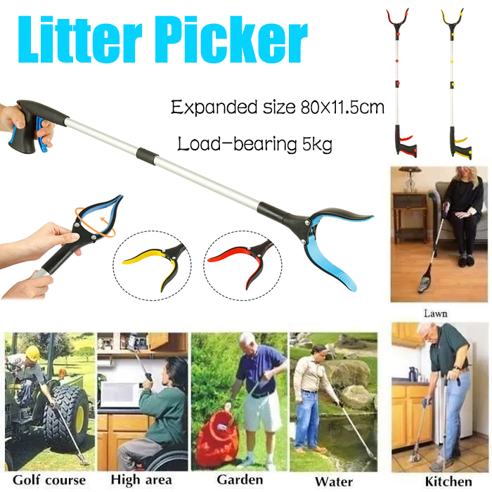 【Litter Picker】Foldable Grabber Reacher Tool Long Handle Pick Up Stick ...