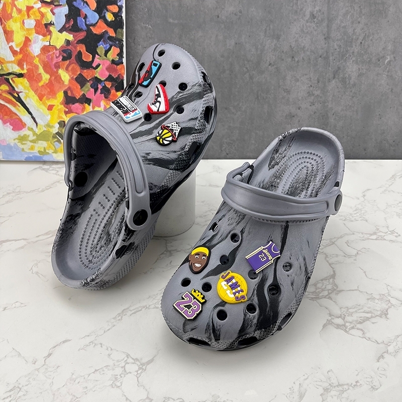 men graphic tie dye clog hole shoes non slip falt sandals outdoor ...