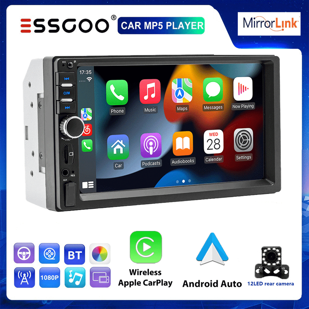 ESSGOO 2 Din 7 inch Car Stereo Audio Radio Bluetooth Touch Screen Monitor Car MP5 Player SD FM ...