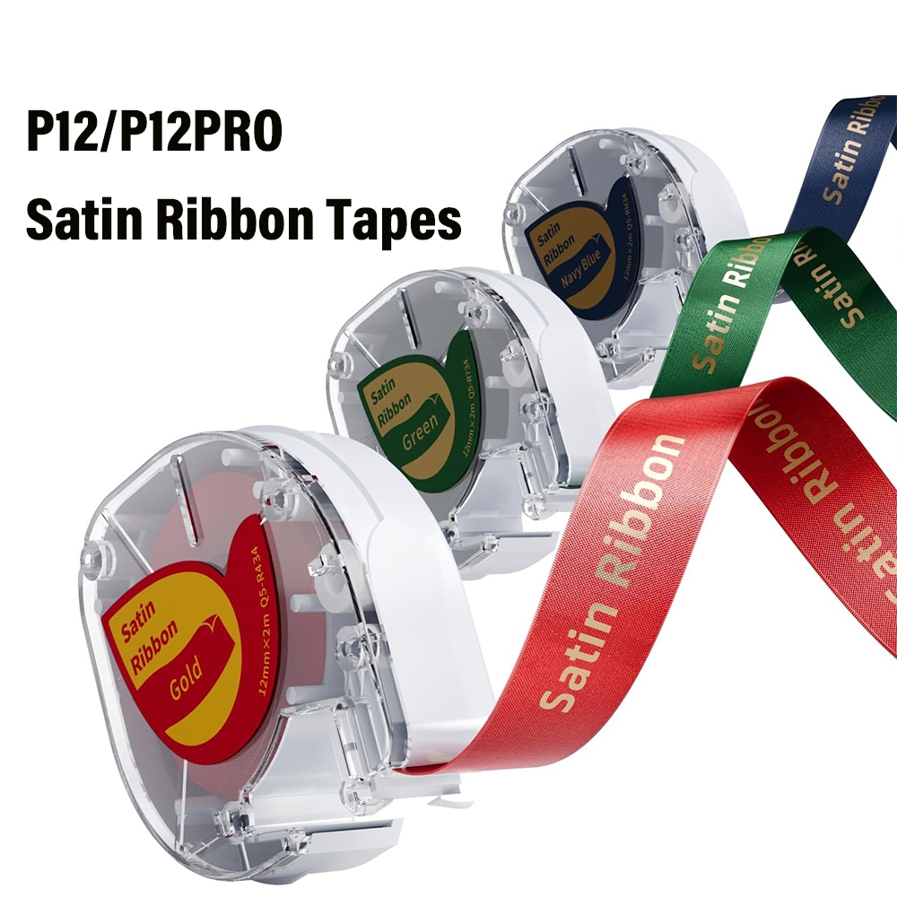 Phomemo Colorful Satin Ribbon Labels Maker Tape/Refill For P12/P12 Pro ...
