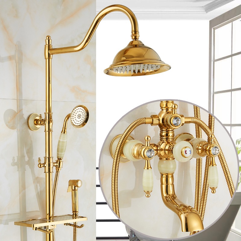 European antique shower set golden sapphire marble shower antique ...