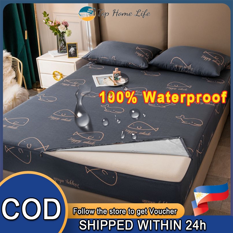 100% Waterproof Foam Cover with Zipper Anti-Slip Bed Sheet Single ...