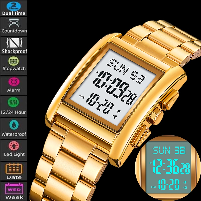 Skmei Dual Time Countdown Luxury Stainless Steel Strap Hardness Glass Dial 3 ATM Waterproof Men ...